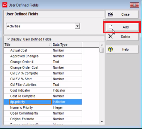 Primavera P6 Tutorial : Chapter 2.7 : User Defined Fields