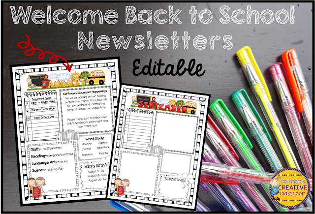 Coffman's Creative Classroom: Welcome Back Newsletters~Editable