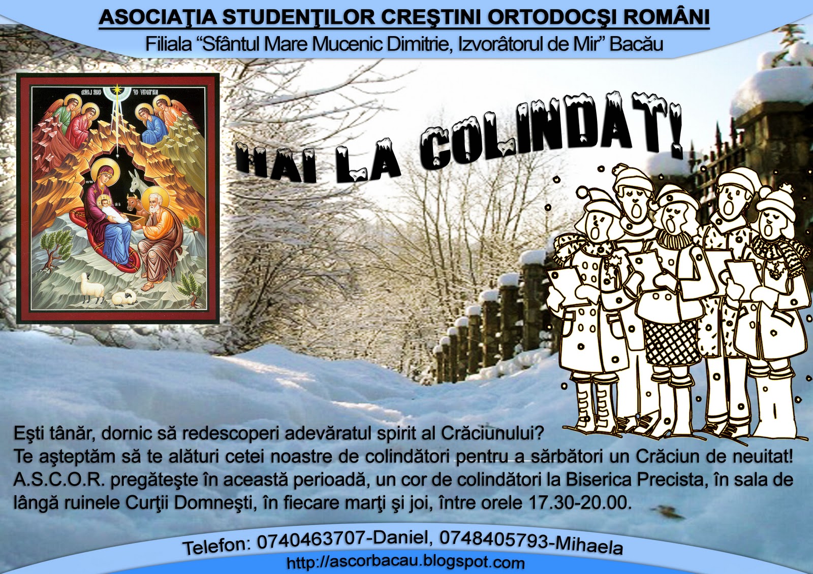 Asociatia Studenților Creștin-Ortodocși Români Bacău: Hai la colindat!