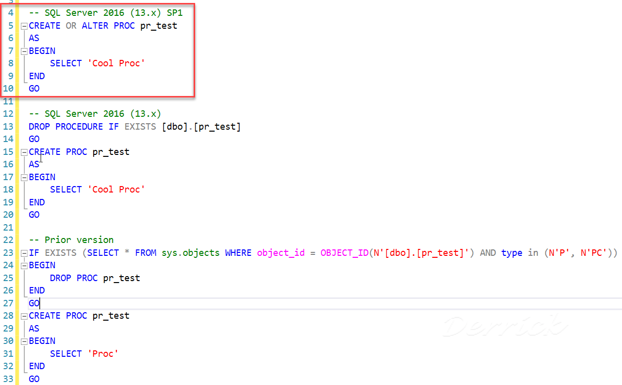 德瑞克：SQL Server 學習筆記: [SQL Server] CREATE OR ALTER - New enhancements in ...