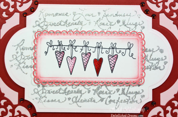 Embellished Dreams: String of Hearts Valentine Card - The Rubber Cafe`