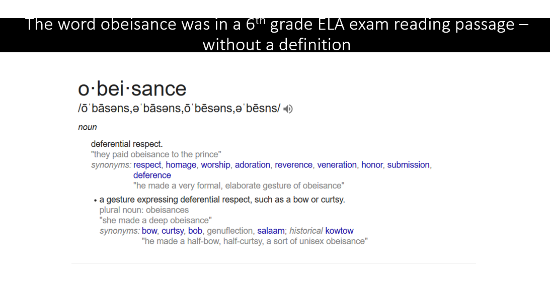 NYC Public School Parents: Yes indeed, the word "obeisance" was on the ...