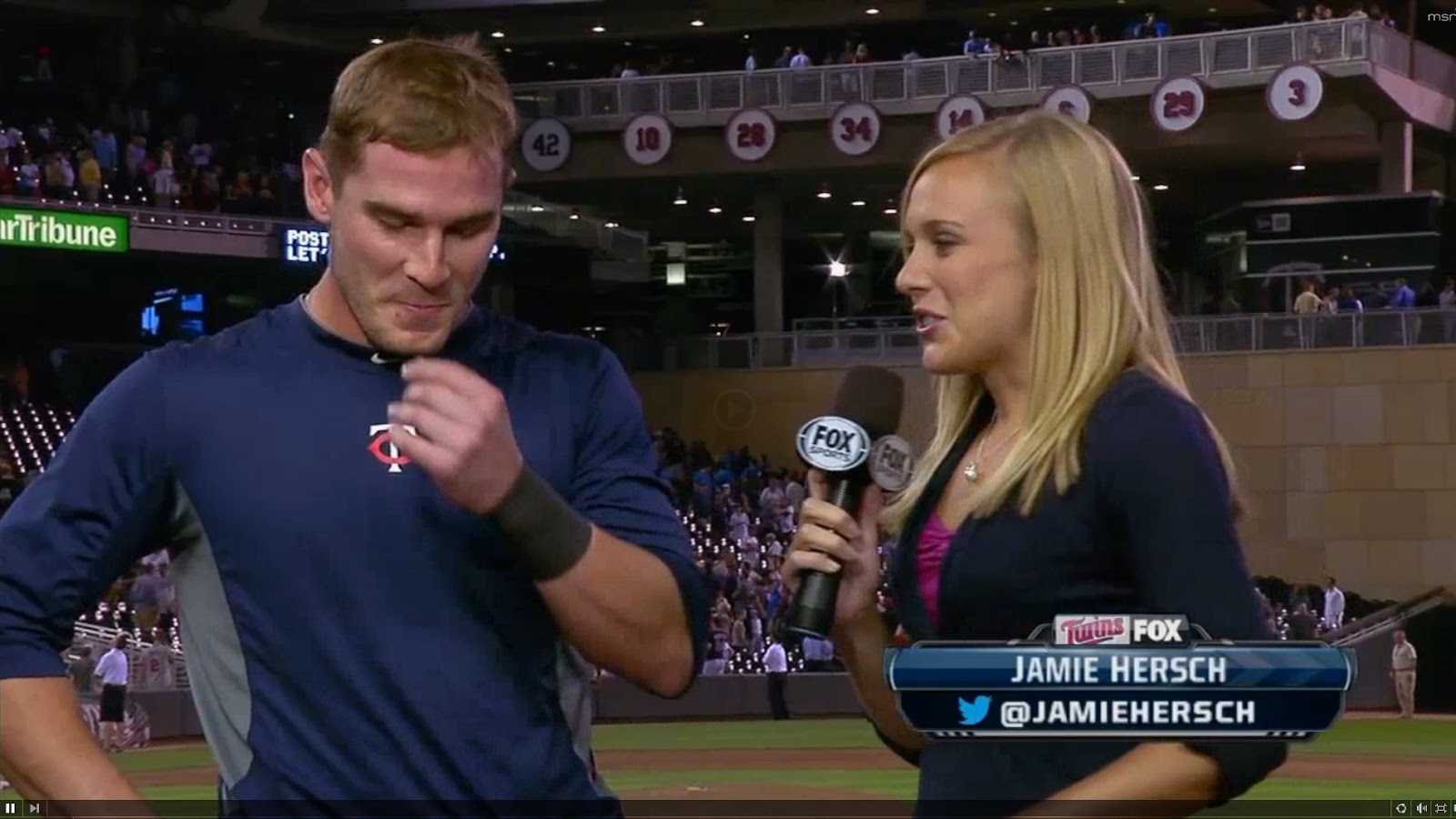 Gatorade Baths: Jamie Hersch - she took off to avoid this Gatorade shower