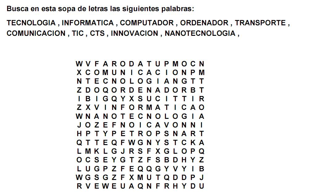 tecno - info: Sopa de letras tecnologica