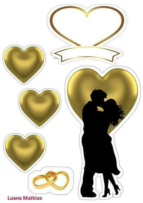 Toppers con Corazones Dorados para Tartas, Bizcochos o Pasteles para ...
