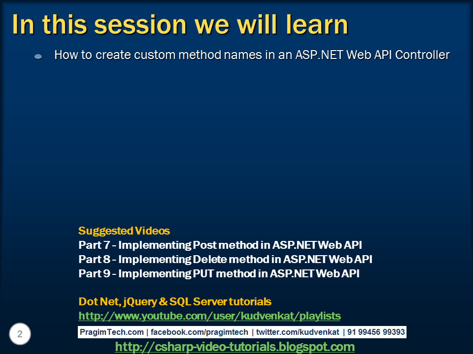 Sql Server Net And C Video Tutorial Custom Method Names In Aspnet Web Api