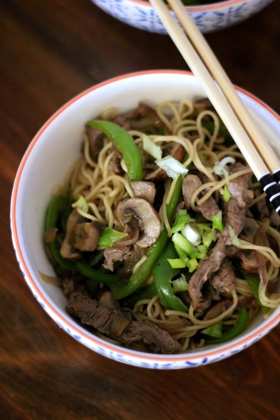 As Minhas Receitas: Massa Chinesa com Cogumelos, Pimento e Carne de Vaca