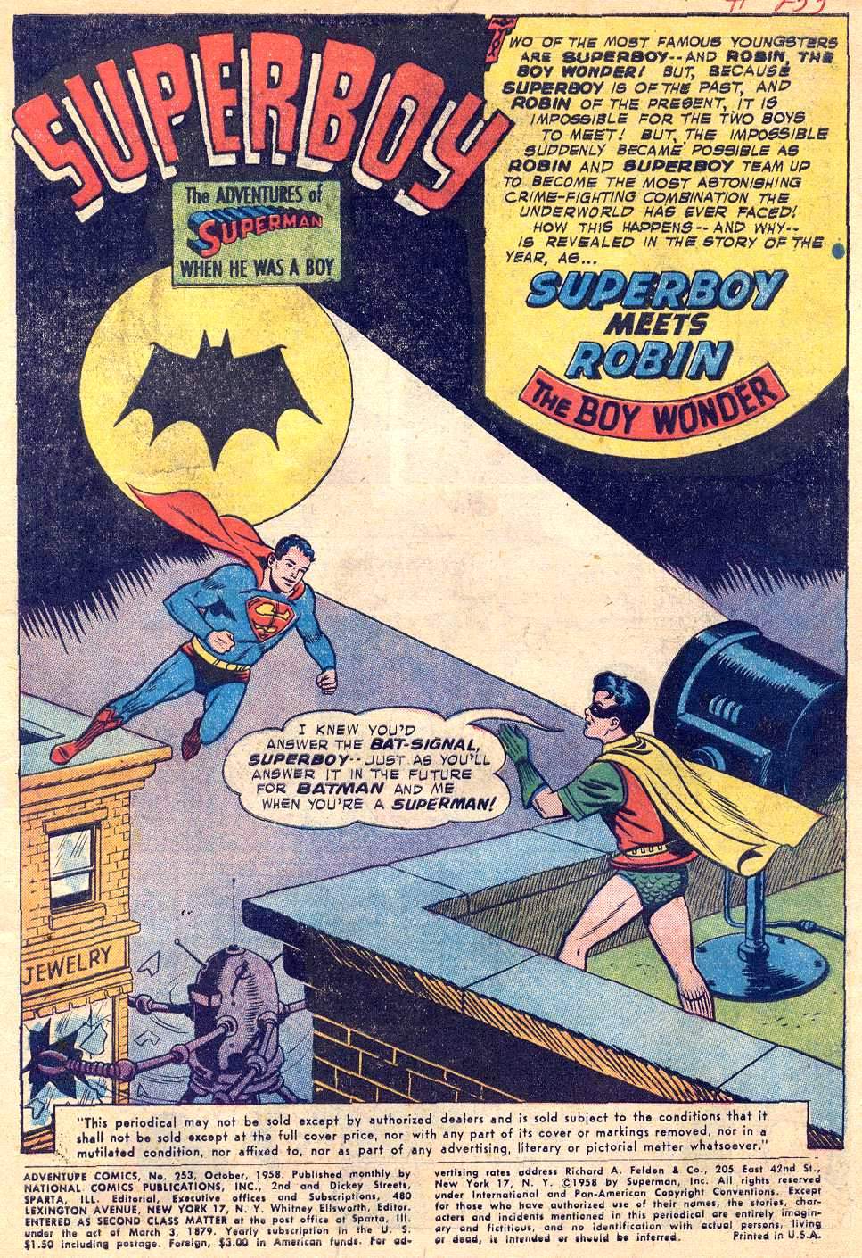 Days of Adventure: Adventure Comics # 253, October, 1958