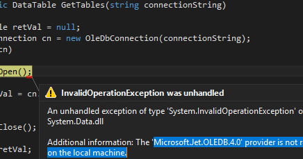 DotNet technical blog: Microsoft.Jet.OLEDB.4.0' provider is not ...