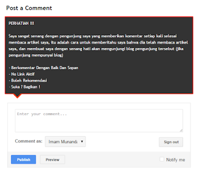 Cara membuat Pesan di Kolom Komentar ~ Gudang Ilmu IT
