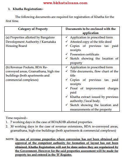 B Khata Loans In Bangalore: STEPS FOR REGISTERING KHATA IN BANGALORE