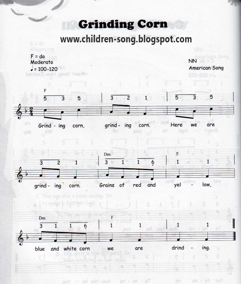Grinding Corn Song with Notes and Chords