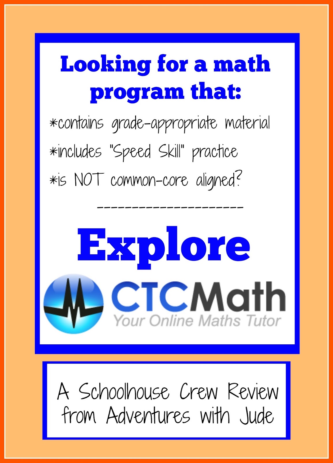 Adventures with Jude: CTC Math (A Schoolhouse Crew Review)