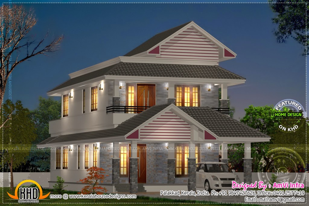 Elevation in day and night view with floor plan - Kerala Home Design ...