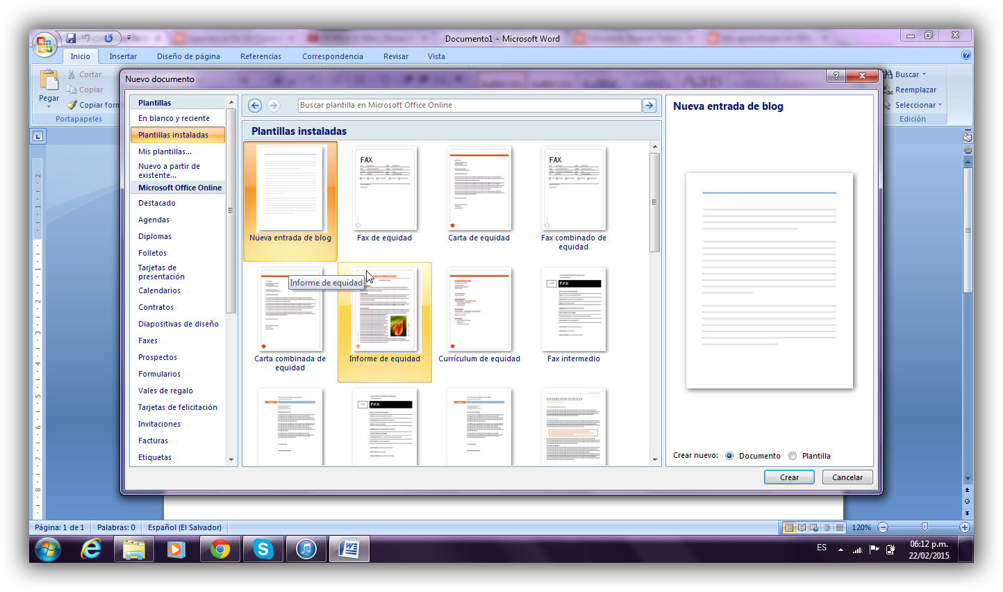 Experiencia De Un Operador Ejecutivo: Word