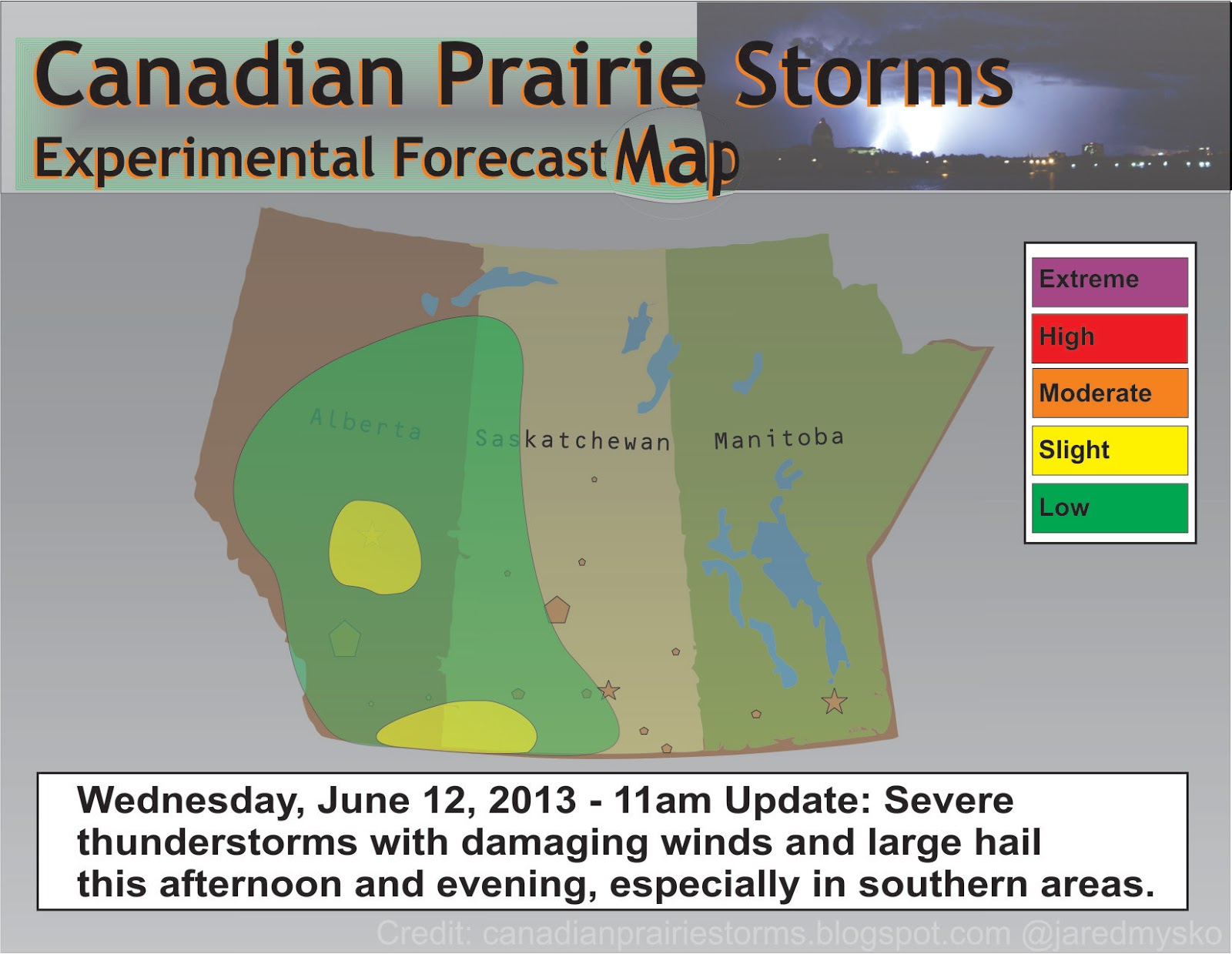 Canadian Prairie Storms: Severe Weather Today In Alberta - 11am Risk Map
