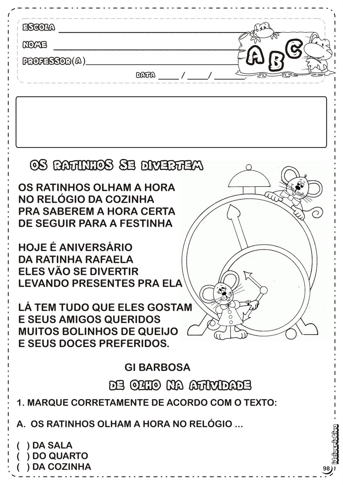 Atividades Letra R Os ratinhos se divertem | Ideia Criativa - Gi ...
