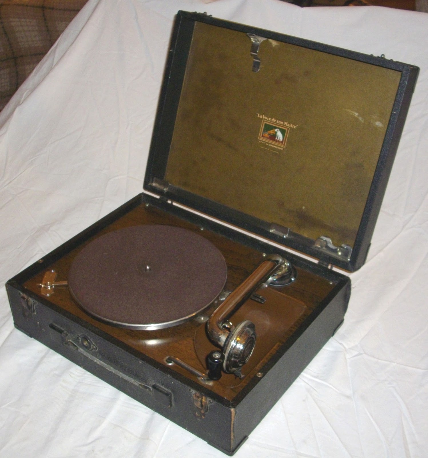 ANTIQUE luxueux phonographe la voix de son maître COMPAGNIE FRANÇAISE ...