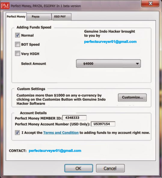 PERFECT MONEY ADDER: PERFECT MONEY BALANCE GENERATOR