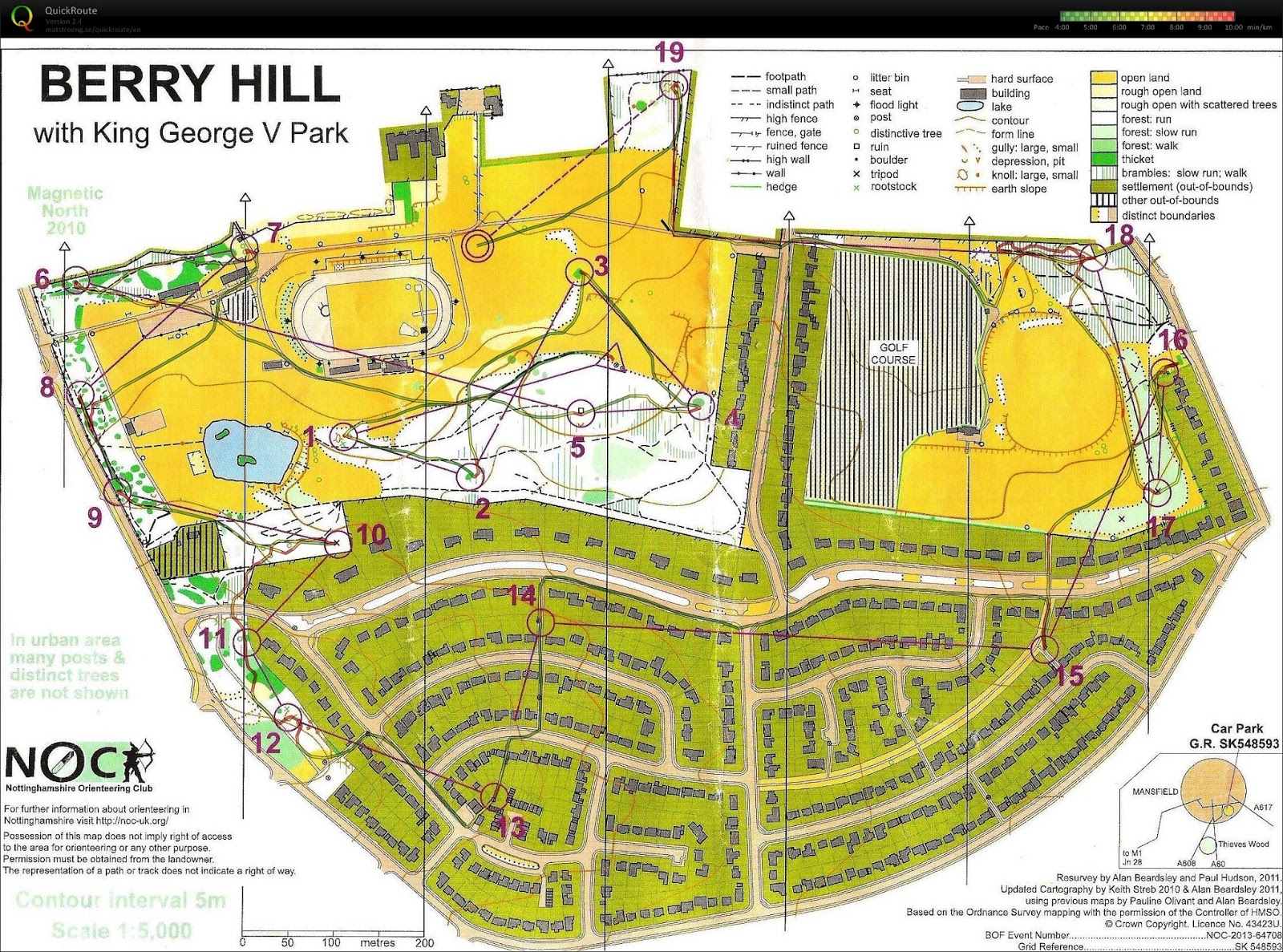 Orientēšanās kartes: Berry Hill (Mansfield)