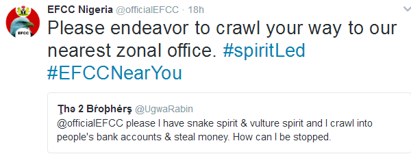 EFCC and their hilarious twitter replies