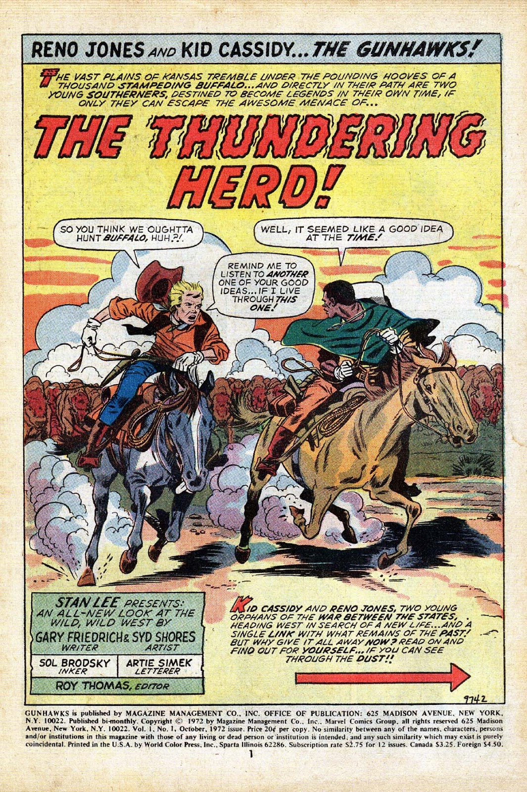 Rip Jagger's Dojo: Western Marvel Firsts - Gunhawks!