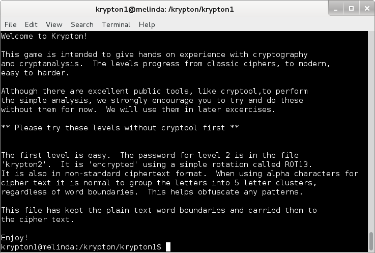 My Way of r00t!: [WALKTHROUGH] OverTheWire - Krypton Level 0 - Level 5