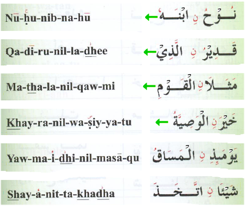 Learn Tajweed and Quraan Free: Example Of Step 9 Ghunnah