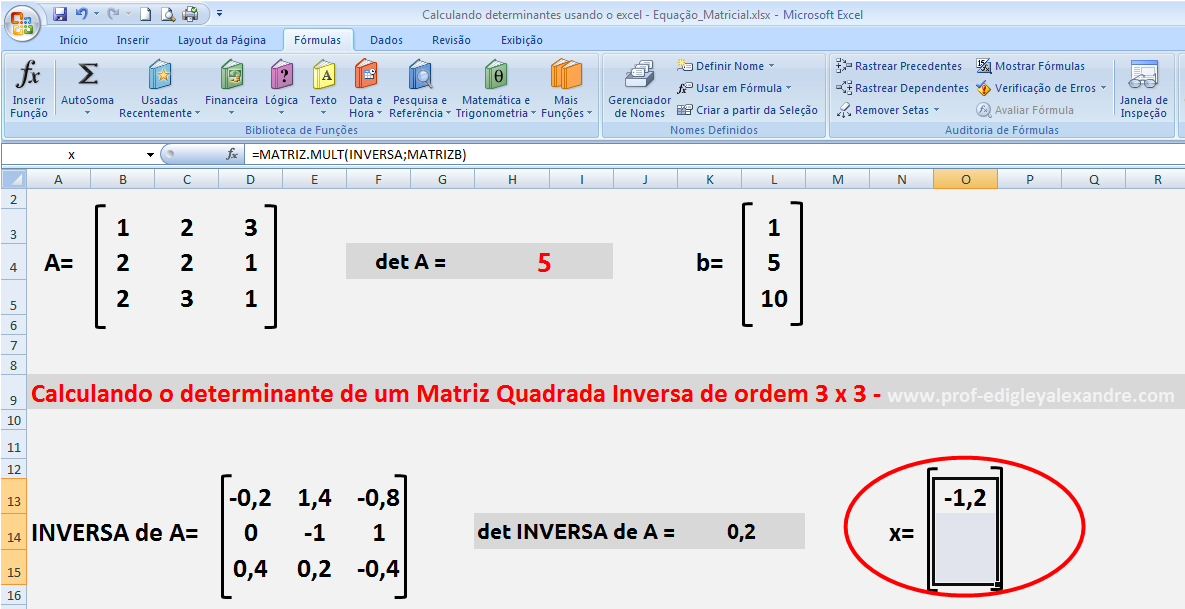 Resolvendo uma equação matricial usando o Excel | Prof. Edigley ...