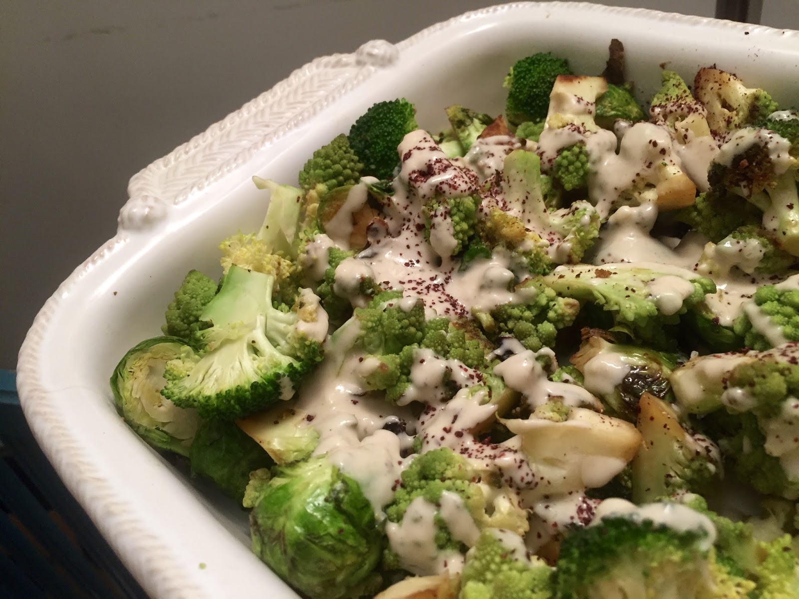 Kvell in the Kitchen: Pan-Roasted Romanesco with Golden Raisins, Tahini & Sumac