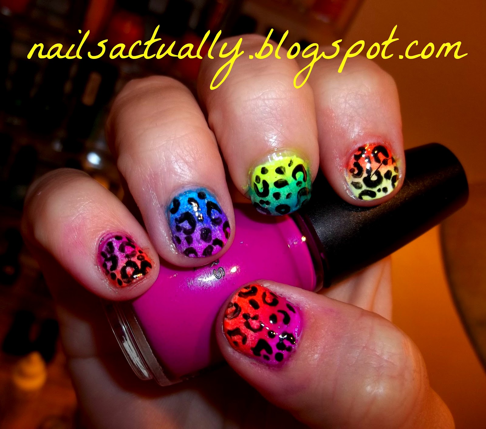 Nails Actually: Neon Gradient Zebra and Leopard Nails: Week 26 of the ...