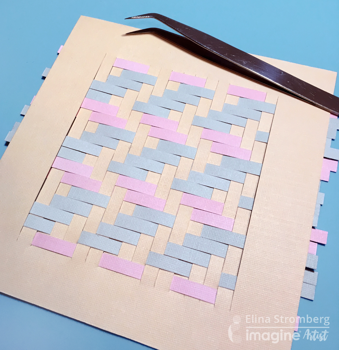 Paper weaving on a birthday card - Elina Stromberg