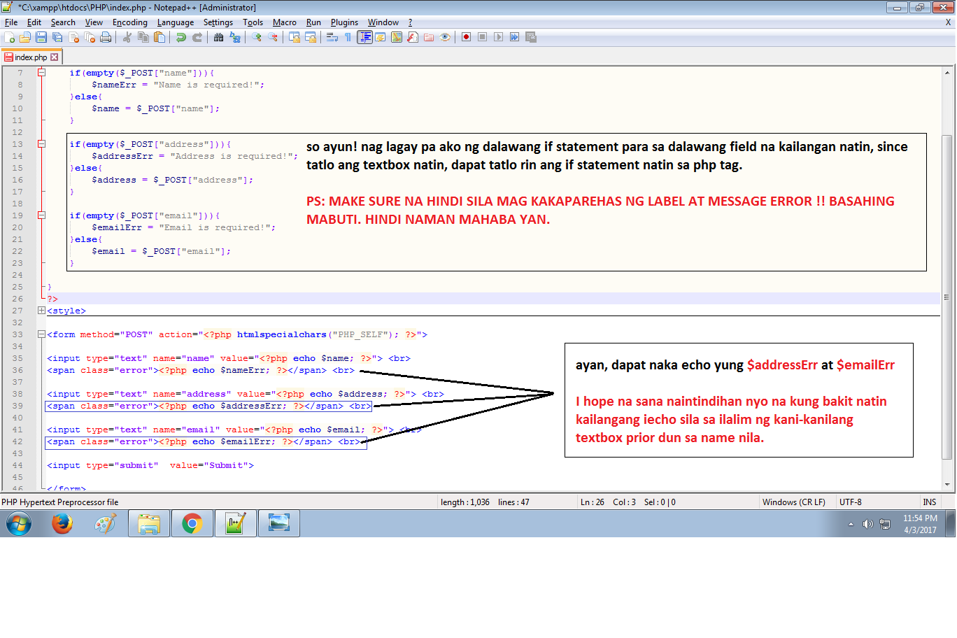 BSIT LESSON: Lesson 1 Validation (PHP Tutorial tagalog)
