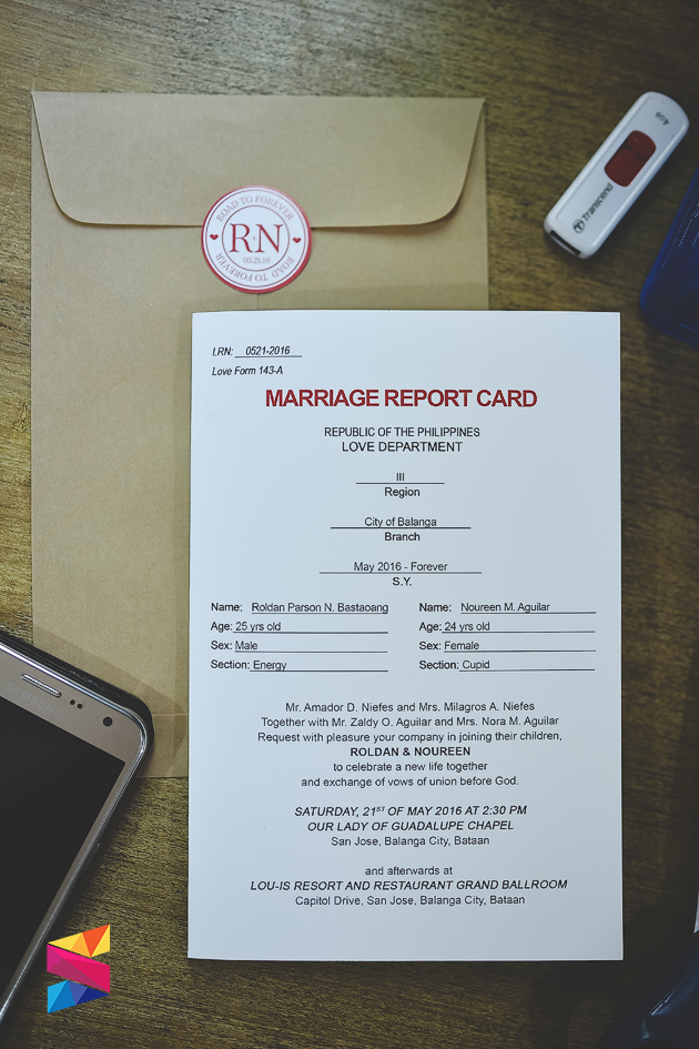 School Report Card Themed Wedding Invitation - Stunro CreativeWorks