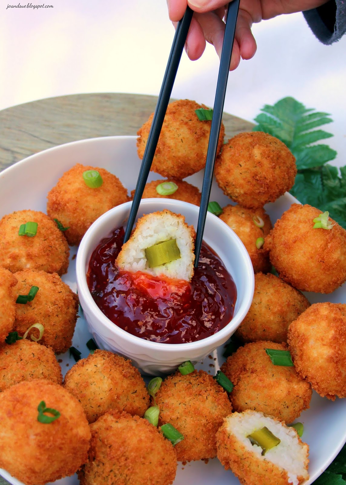 Jo and Sue: Crunchy Pickle Rice Balls with Spicy Red Pepper Jelly
