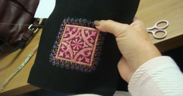 Textile Butterfly: Medieval Tile stitching at Busy Bees