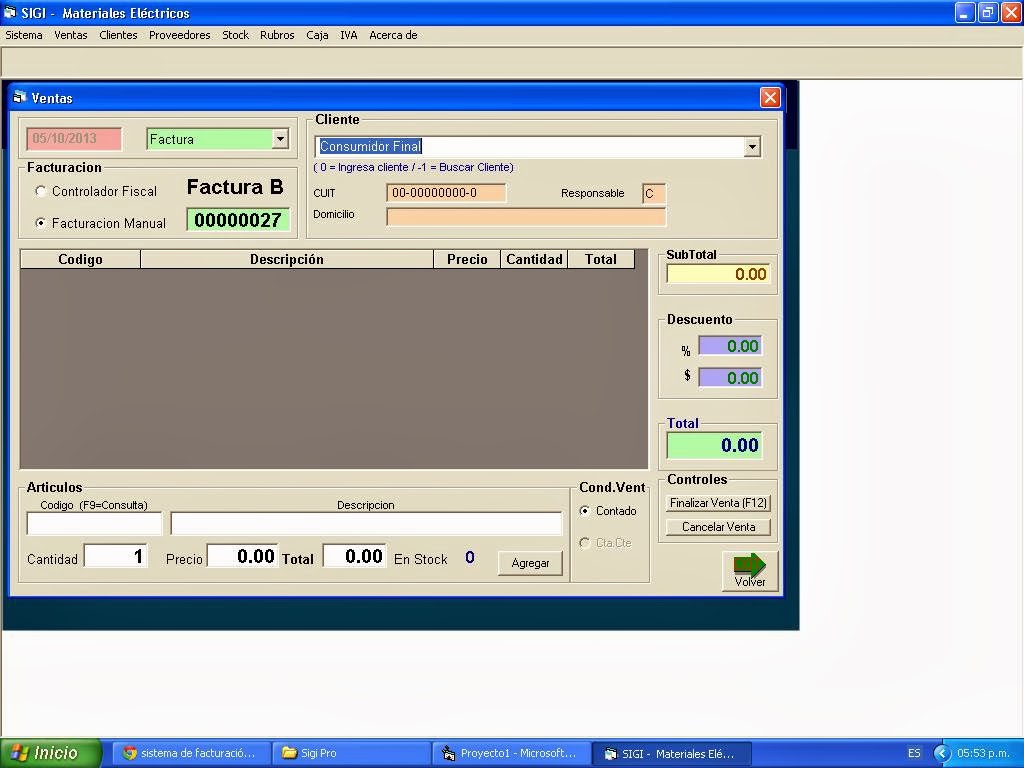 sistema de facturación con código fuente: sistema en visual basic