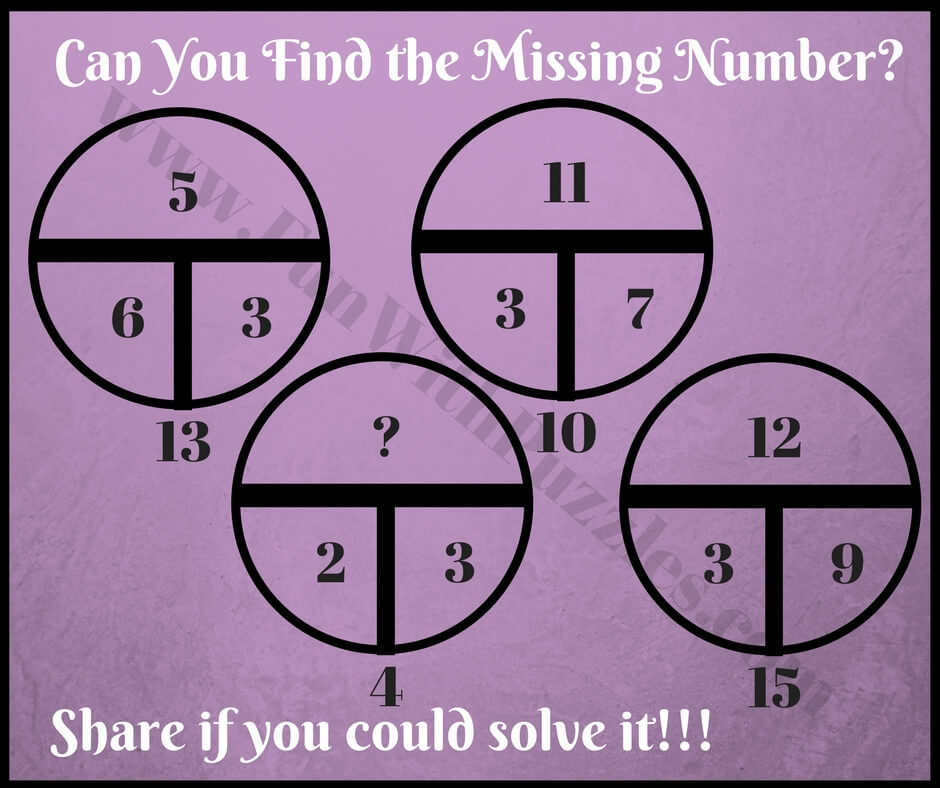 Circle Math Puzzles with Answers to Find Missing Number