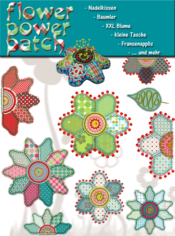 Huups! Stickdateien: flower power patch