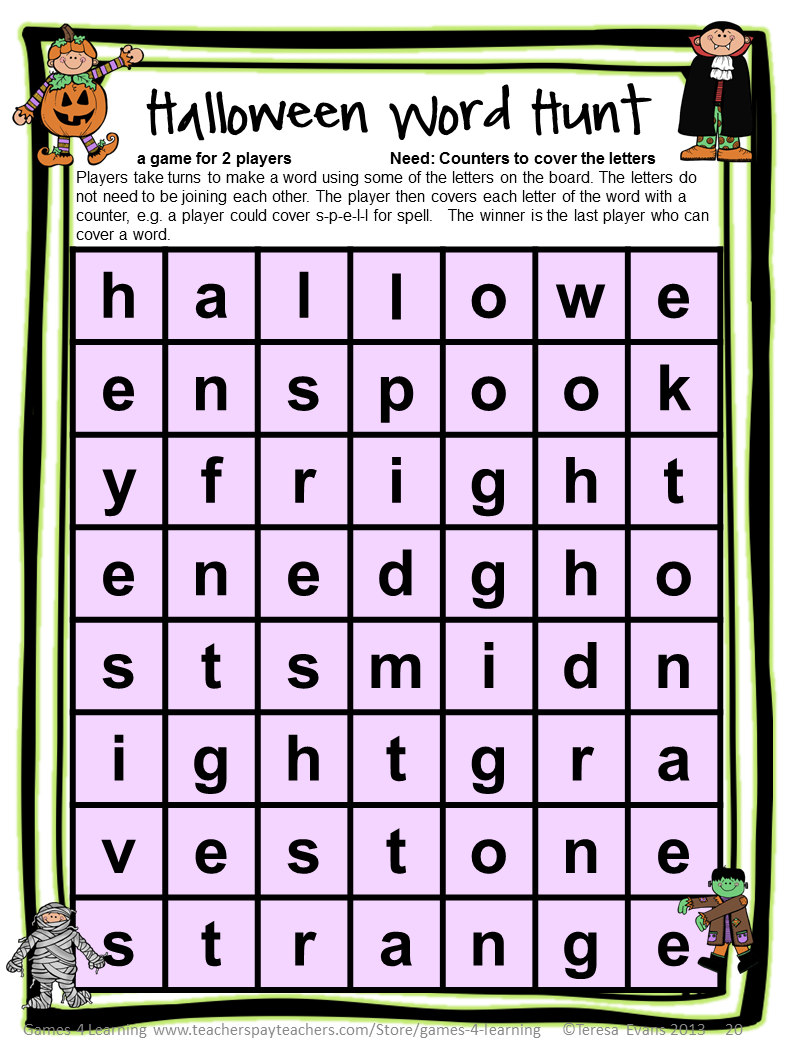 Fun Games 4 Learning: Halloween Literacy Freebies