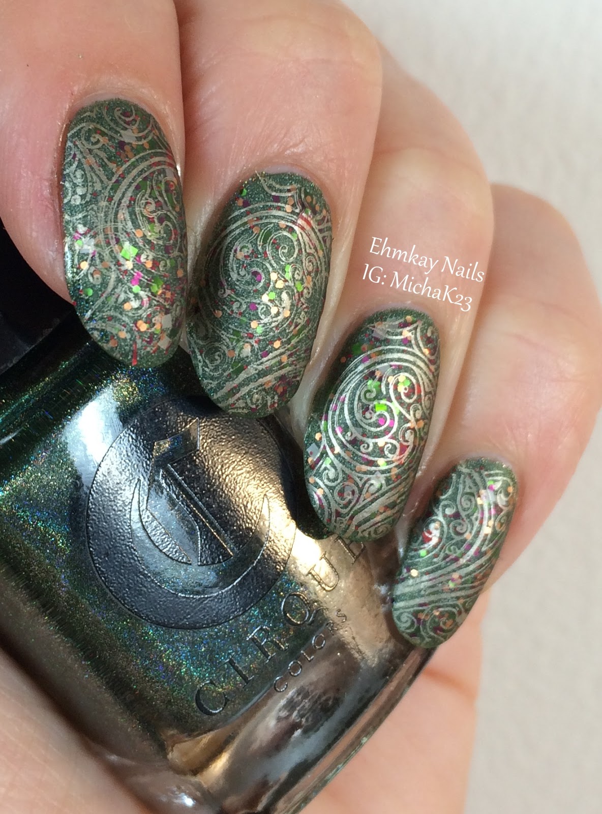 ehmkay nails: Victorian Christmas Nail Art Stamping with Cirque Colors ...