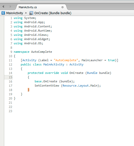 Auto Complete Textview Xamarinandroid
