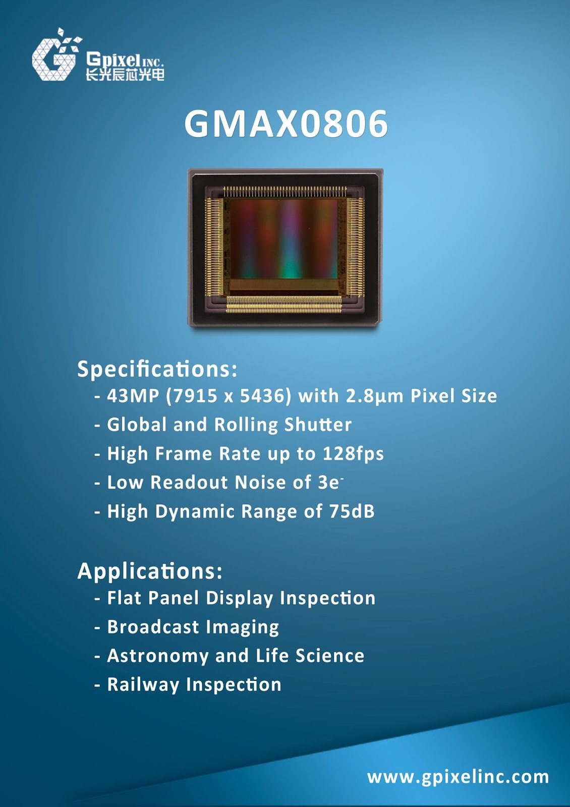 Image Sensors World: GPixel Announces 43MP GS Sensor, More