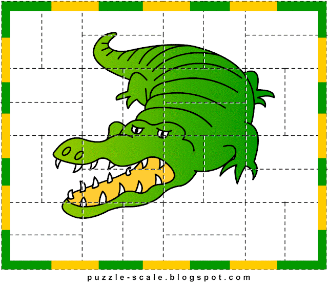Free Printable Picture puzzles: Alligator Puzzle