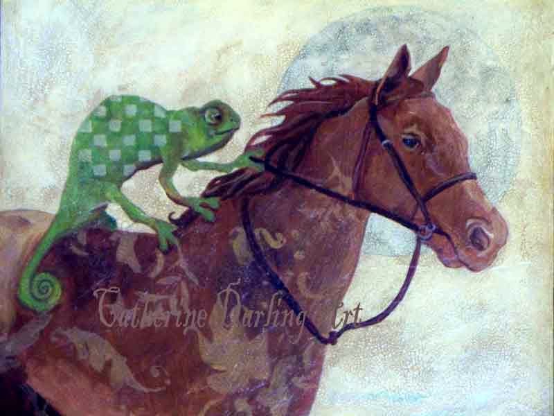 Cathy Darling's Pure Art Studio: Wild Ride Horse and Gecko Prints