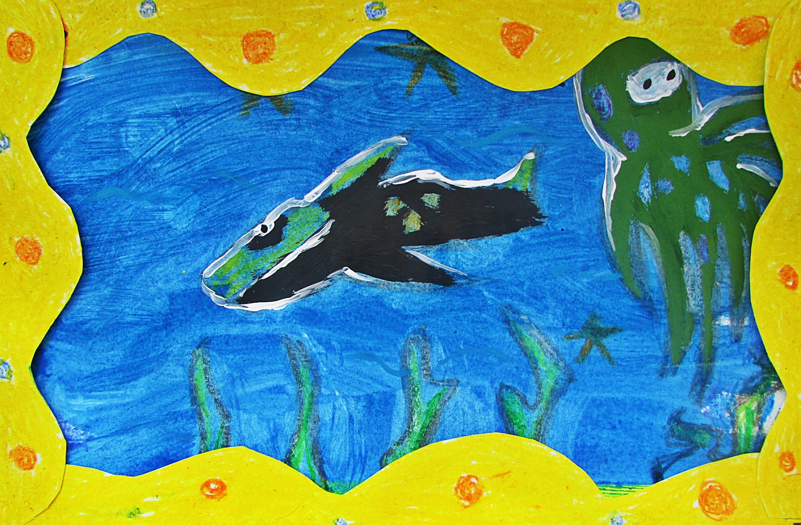 Mixed Media Musings: Underwater Scenes in Oil Pastel Resist
