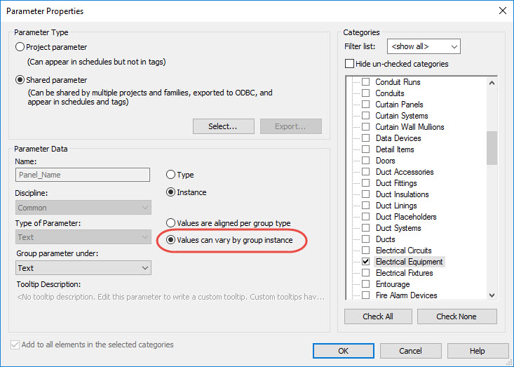 Panel Name – Allow Unique Values per Group – Revit news
