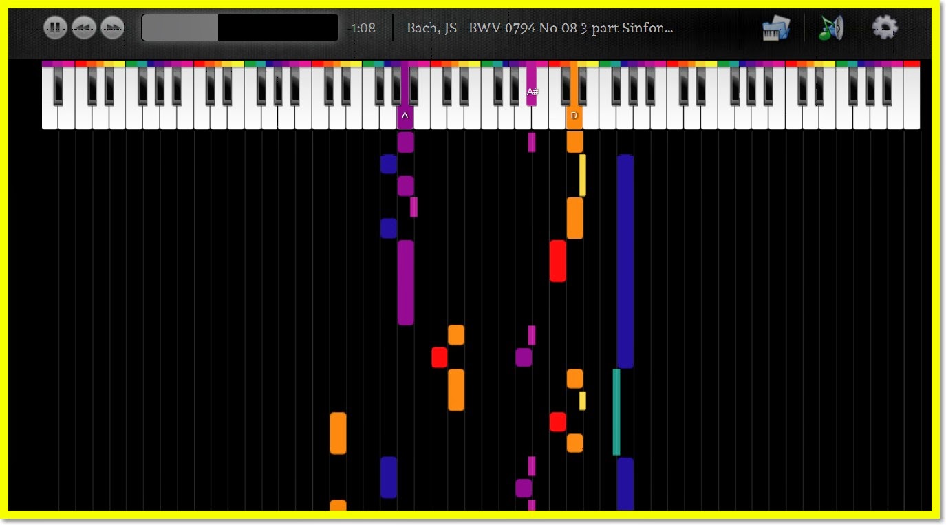Juegos Musicales: Color piano: elige obra y toca online.