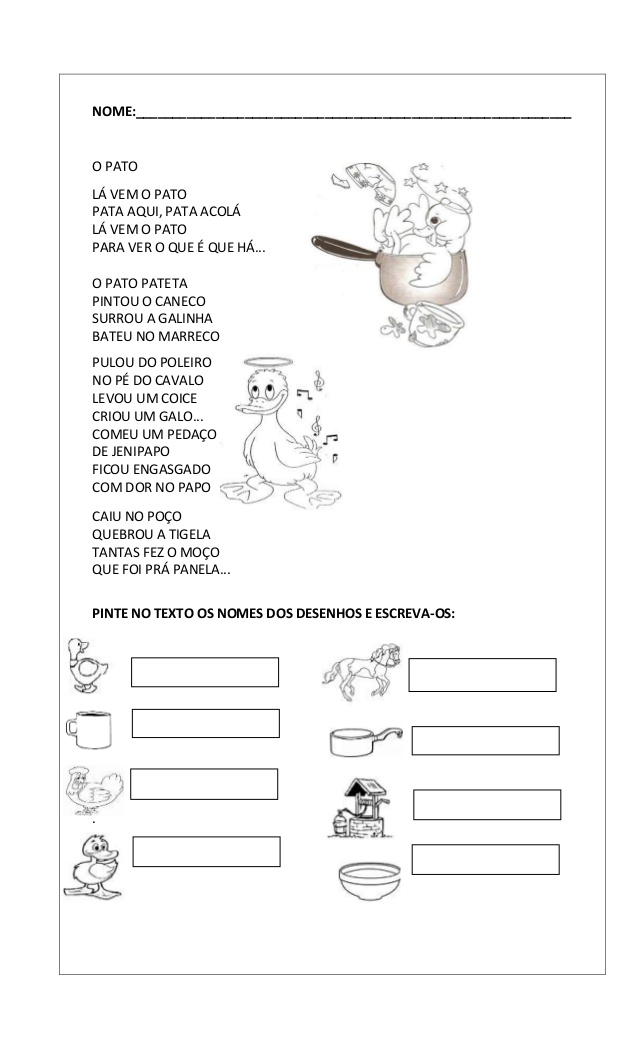 Sequência Didática com a música O pato pateta, de Vinícius de Moraes ...