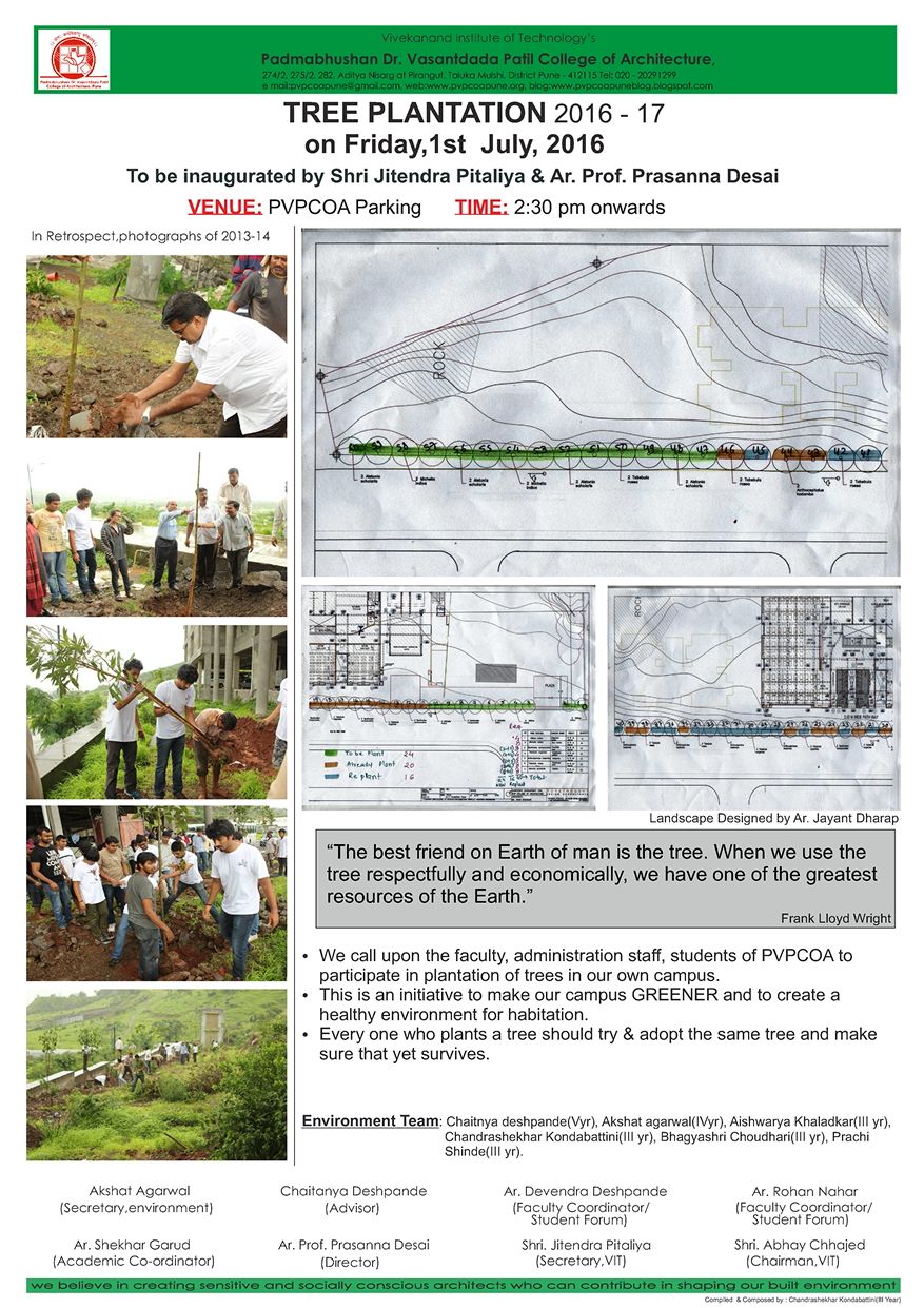 PVP College of Architecture, Pune.: Tree Plantation Drive - 01/07/2016